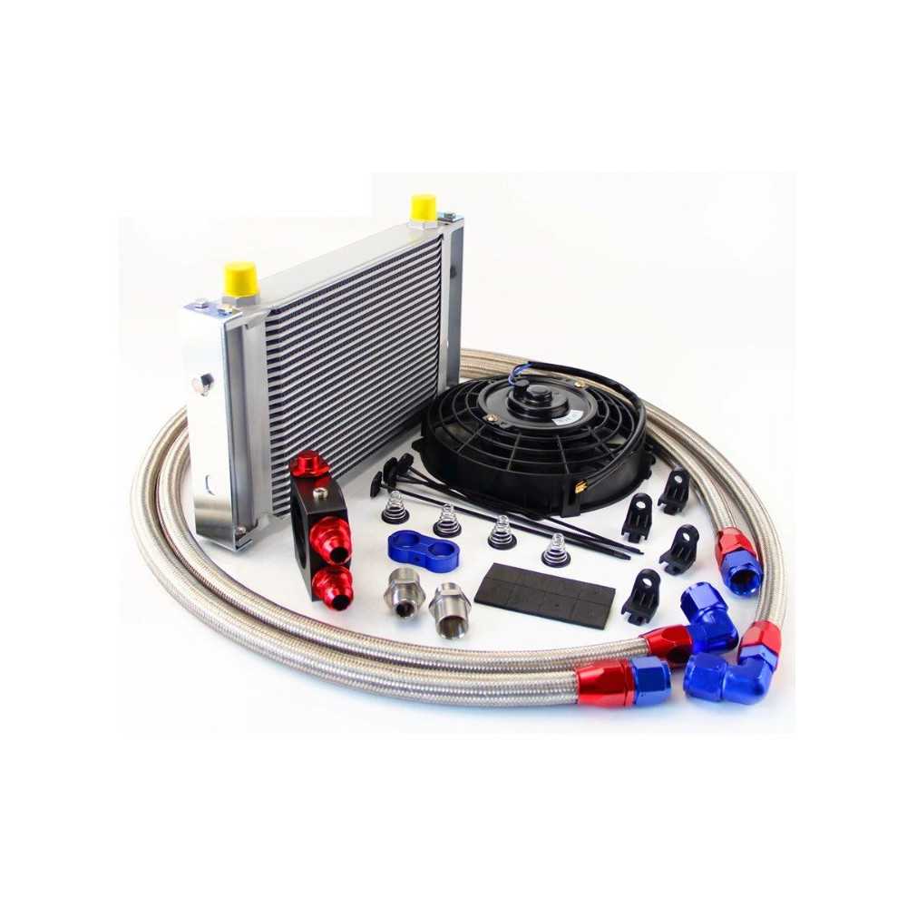 Oil cooler kit with sandwich plate and hoses